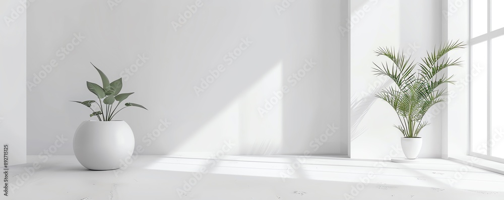 Minimalistic white space with clean design, open and modern aesthetic ...