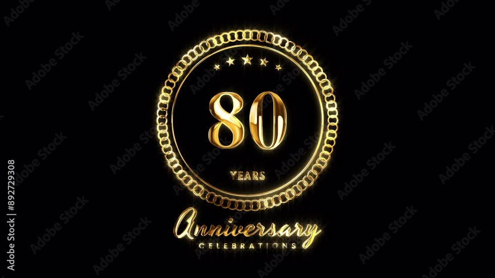80th Anniversary Celebration. Golden 80 Years Anniversary Animation in ...