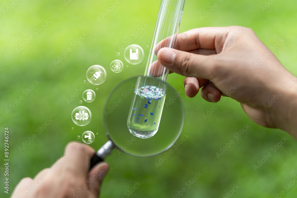 Poster Microplastic waste that contaminates water causes pollution ...