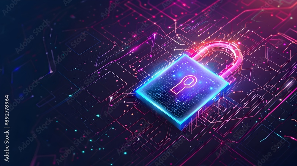 Glowing Futuristic Security Token Authentication Concept with Encrypted ...