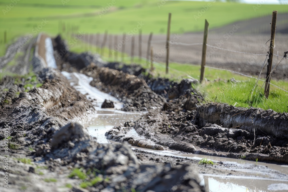 Soil Erosion Control Structures in Farmland with Silt Fences and Check ...