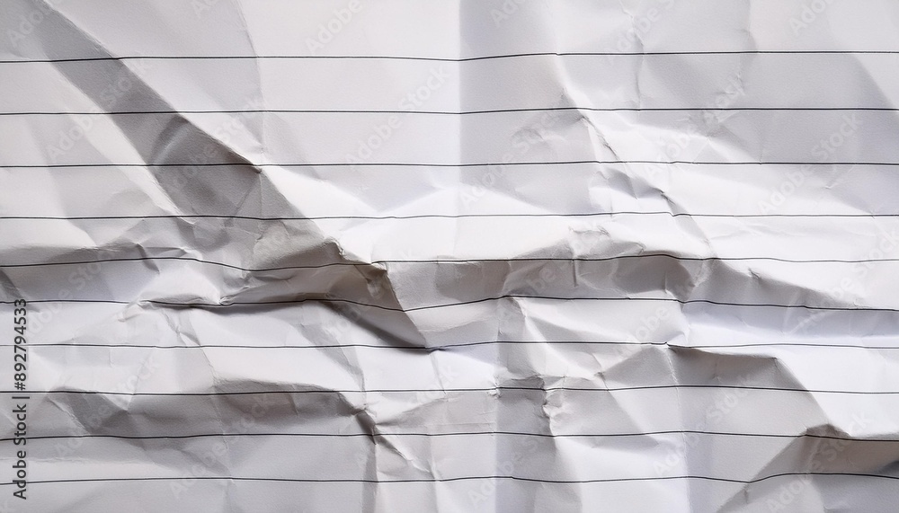 top view empty rumpled lined paper with wrinkled notebook lined paper ...