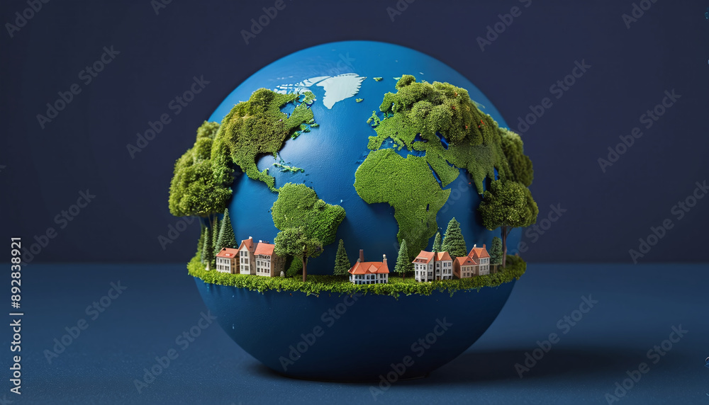illustrative conceptual representation of planet earth in miniature ...