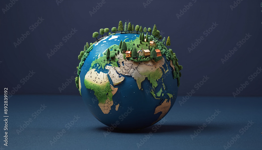illustrative conceptual representation of planet earth in miniature ...