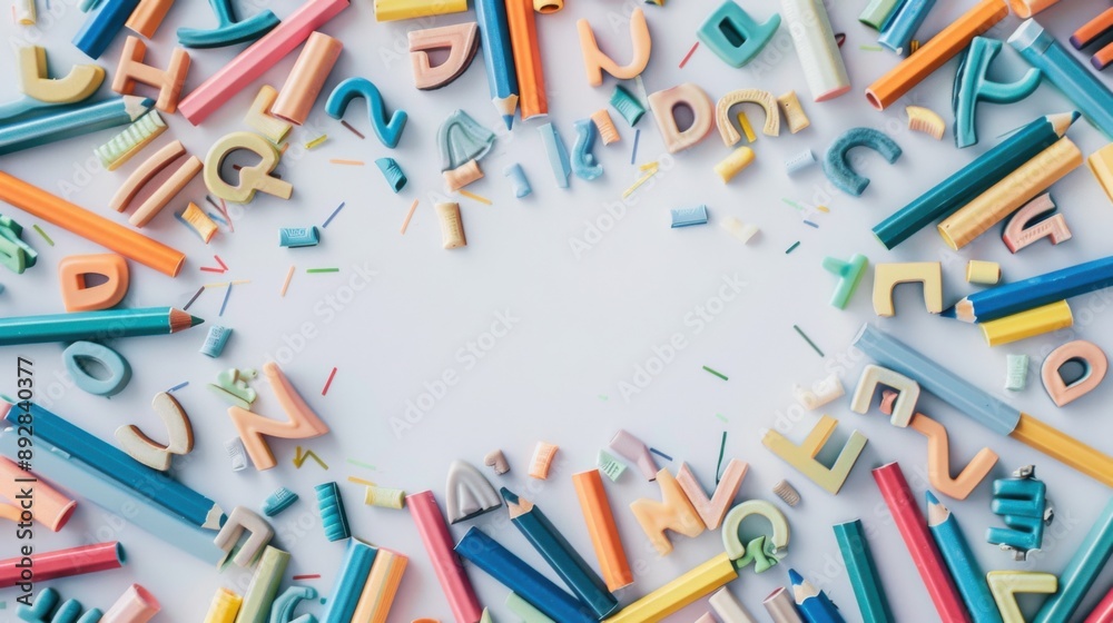 Dyslexia Awareness Month. Multi-colored letters and colored pencils on ...
