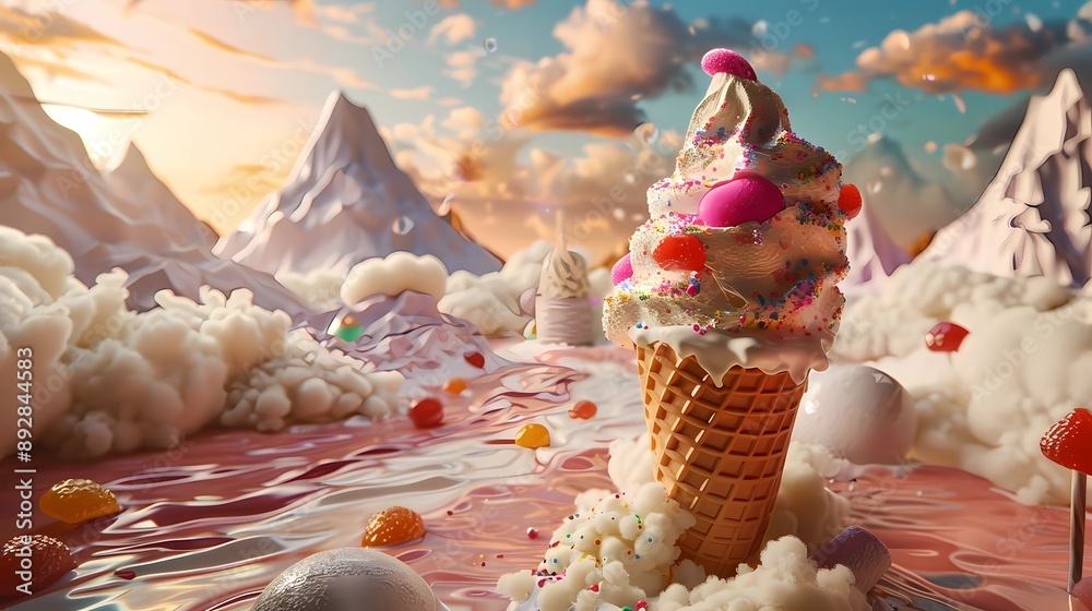 A miniature landscape photos, advertising photography, made up of huge ...