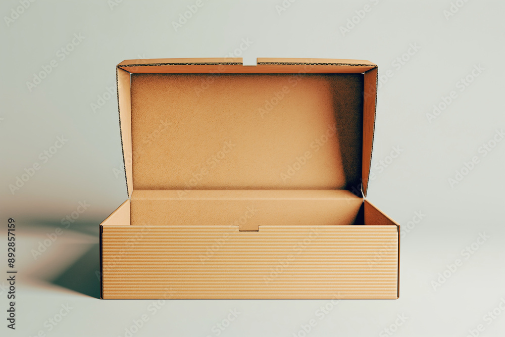 Mockup of a cardboard postal mailing box with its lid open, showcasing ...