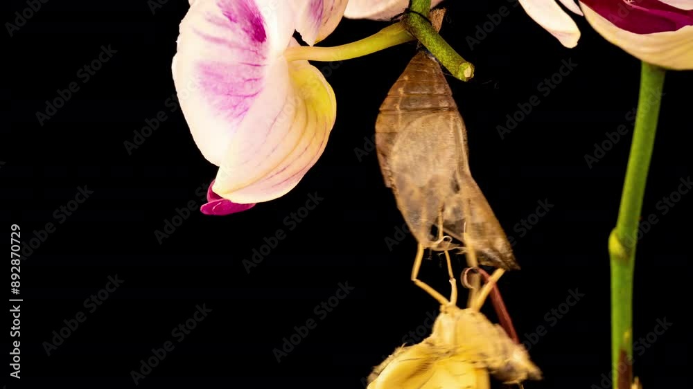 Prepona butterfly birth on black background, time lapse, concepts ...