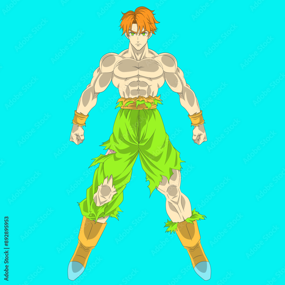 Muscular Anime Warrior Vector" is a stunning digital illustration ...