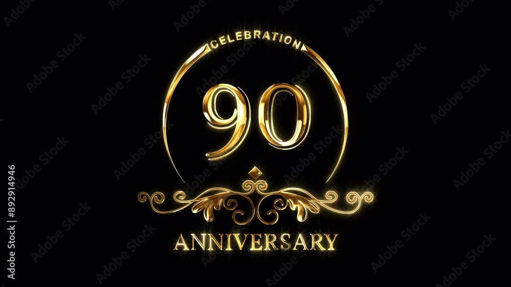 90th Anniversary Celebration. Golden 90 Years Anniversary Animation in ...