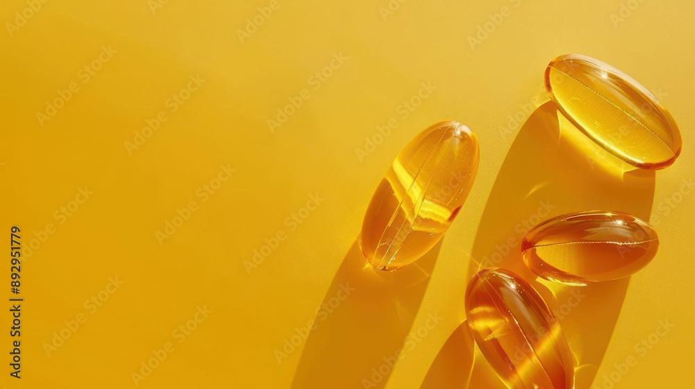 golden vitamin d3 capsules minimalist yellow backdrop health supplement ...
