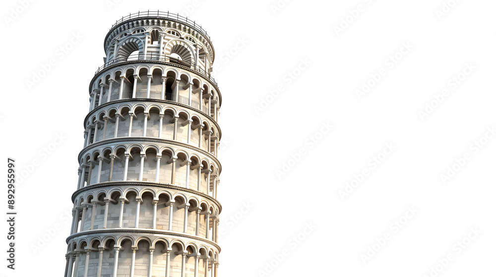 Leaning tower of Pisa in Tuscany, Italy landmark isolated on ...