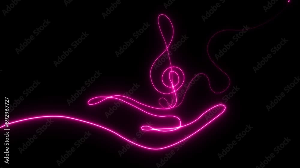 Hand hold treble clef. Line art. Musical note. Continuous one line ...