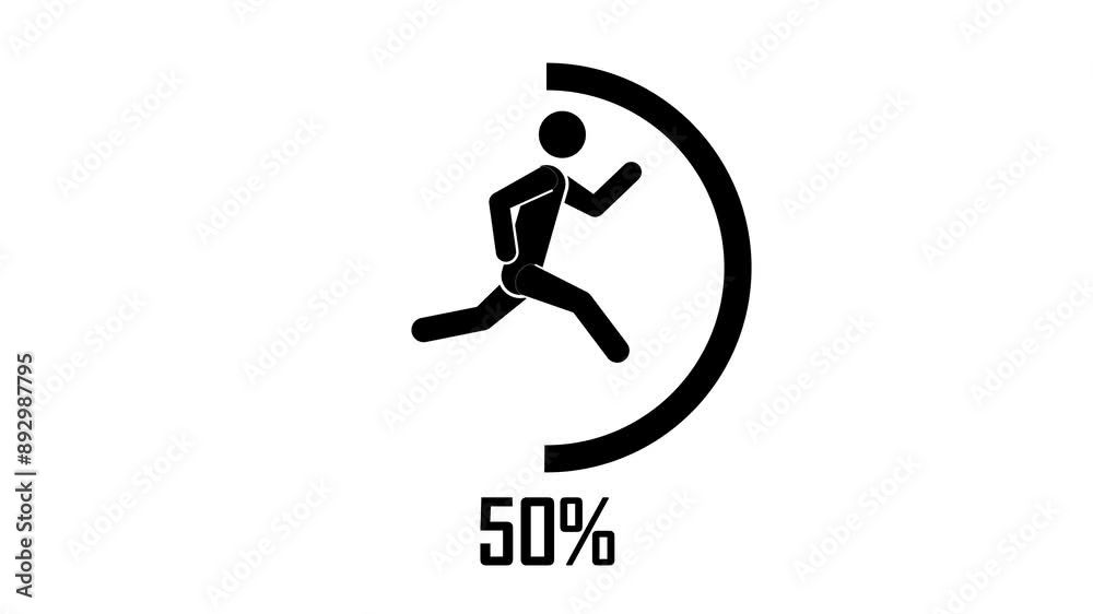 icon running stick man animated running loading speed green screen ...