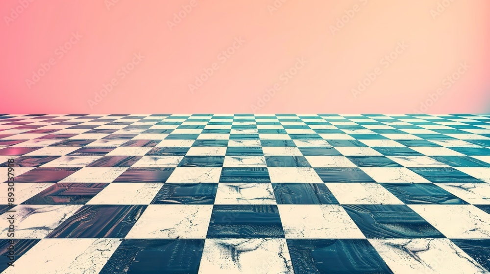 retro grainy pattern with black and white checkered floor vaporwave ...