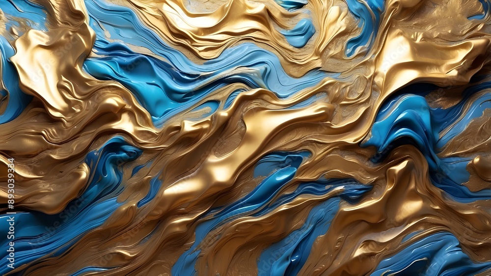 Liquid blue effect paint texture color abstract background pattern art ...