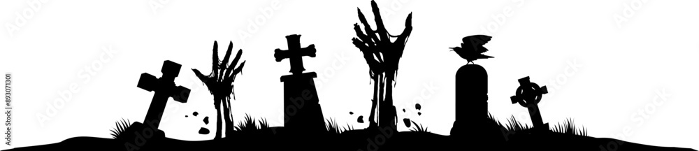 Halloween black frame border and divider with zombie hands, for horror ...