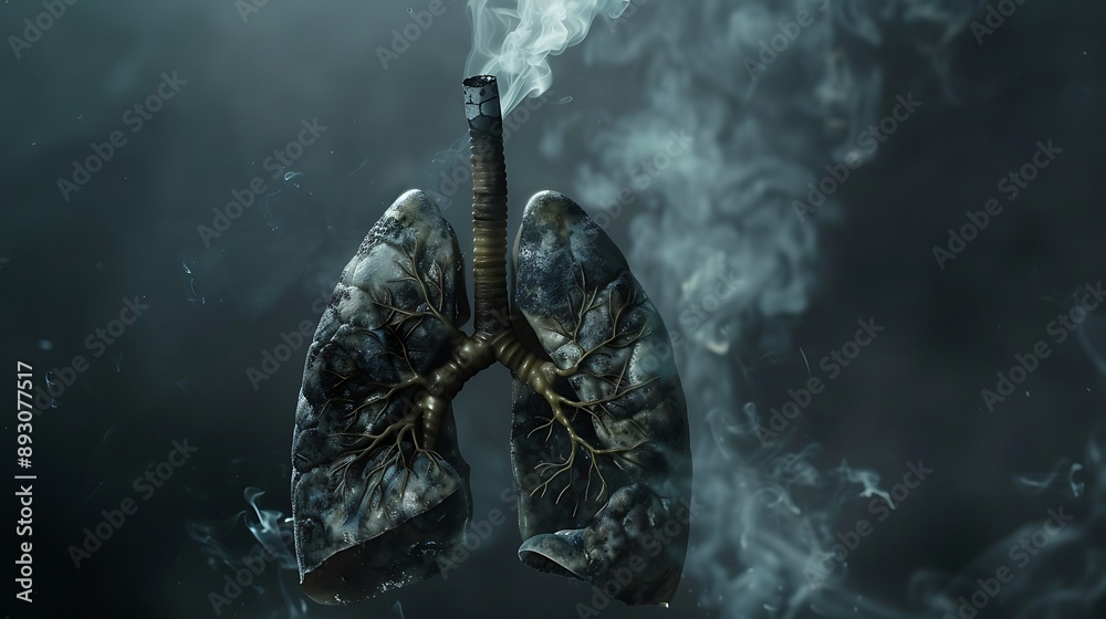 Full-length portrait photo of severely diseased lungs from smoking ...