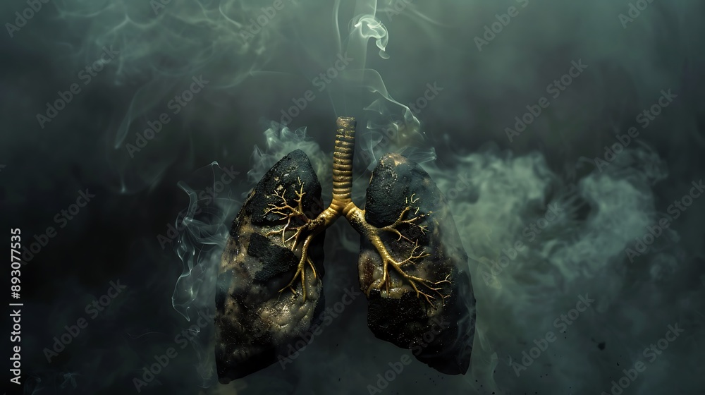 Full-length portrait photo of severely diseased lungs from smoking ...