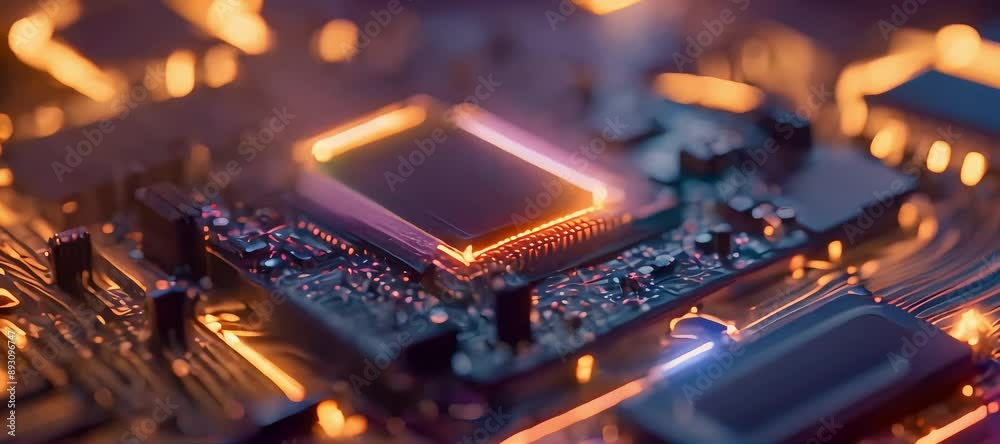 Futuristic Neon-Lit Motherboard Animation with Dynamic Morph Effects ...
