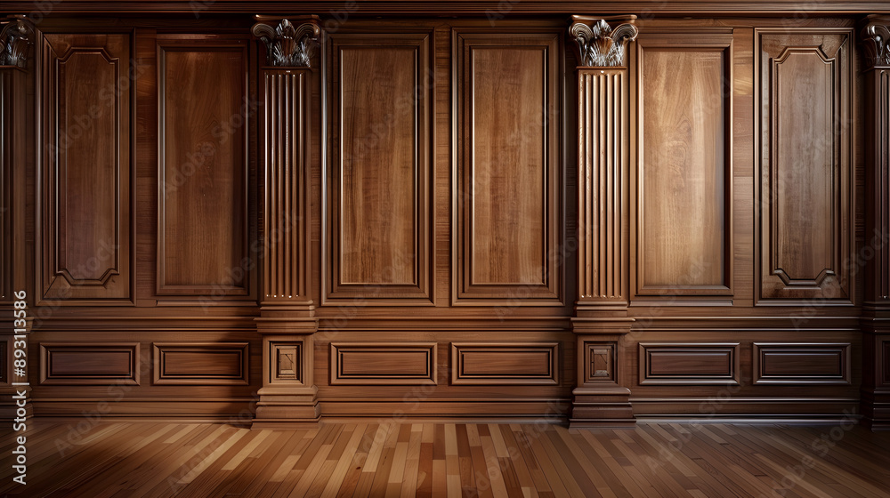 Classic premium luxury wood paneling wall background or texture. Highly ...