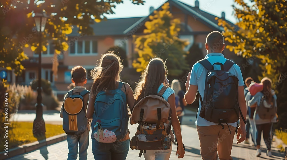 10. Parents waving goodbye as their children enter the school building ...