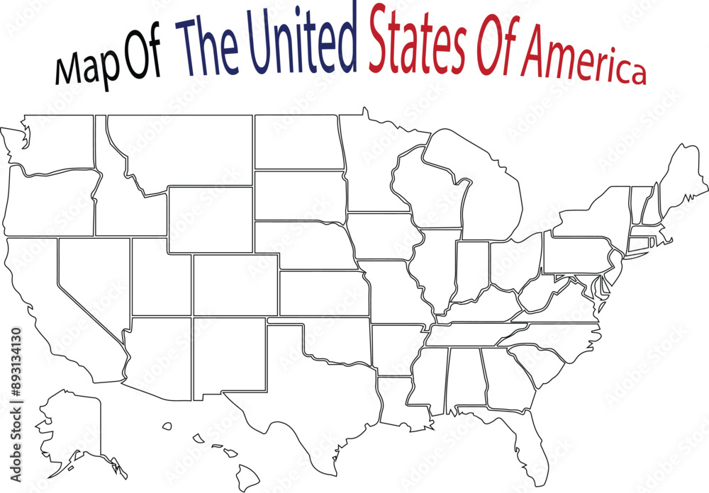 United States Map Eps, All 50 States Outline USA Map Eps, Commercial ...
