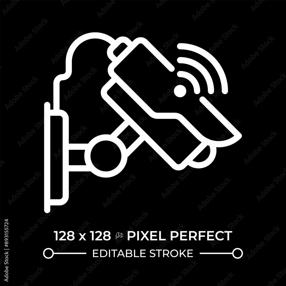Smart security pixel perfect white linear icon for dark theme. Cctv ...