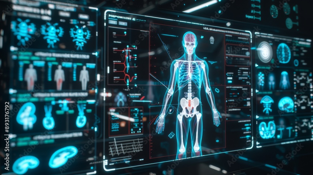 Advanced medical exam with holographic display. Scans entire body ...