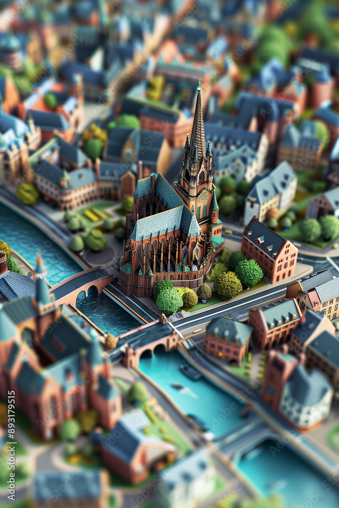Cologne map image, 3d cartoon style. Generative AI tools Stock Photo ...