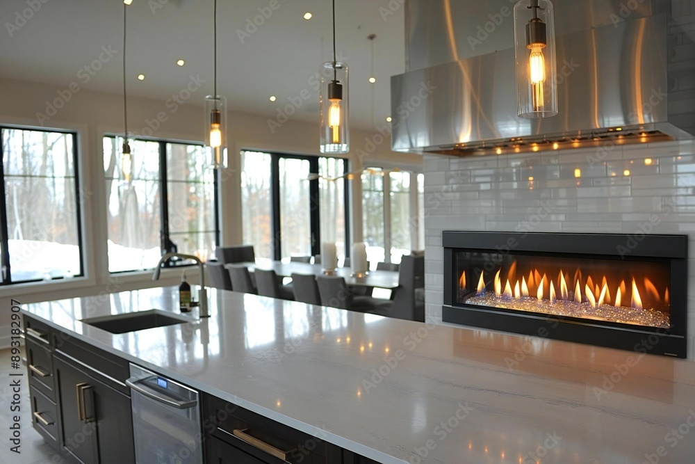 Transform an old photo of a traditional fireplace into a sleek ...