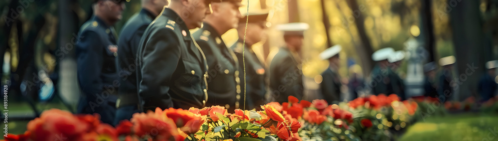 Memorial wreath laying ceremony with active duty members on Memorial ...