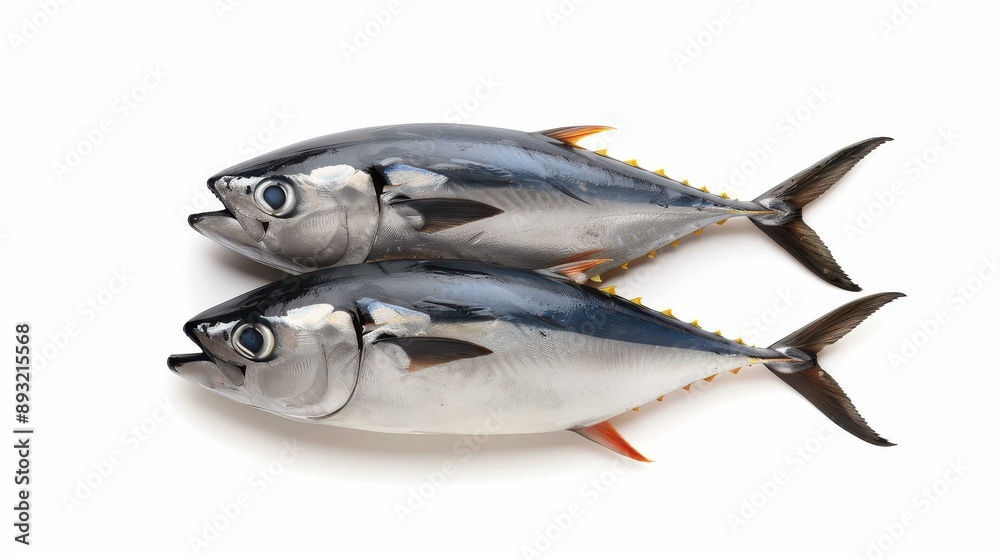 Fresh and vibrant bonito and katsuo, skipjack tuna displayed against a ...