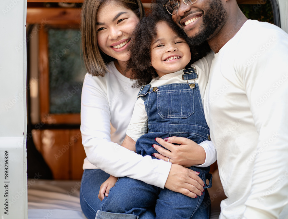 Happy multiracial family having fun relaxing together. Portrait of ...