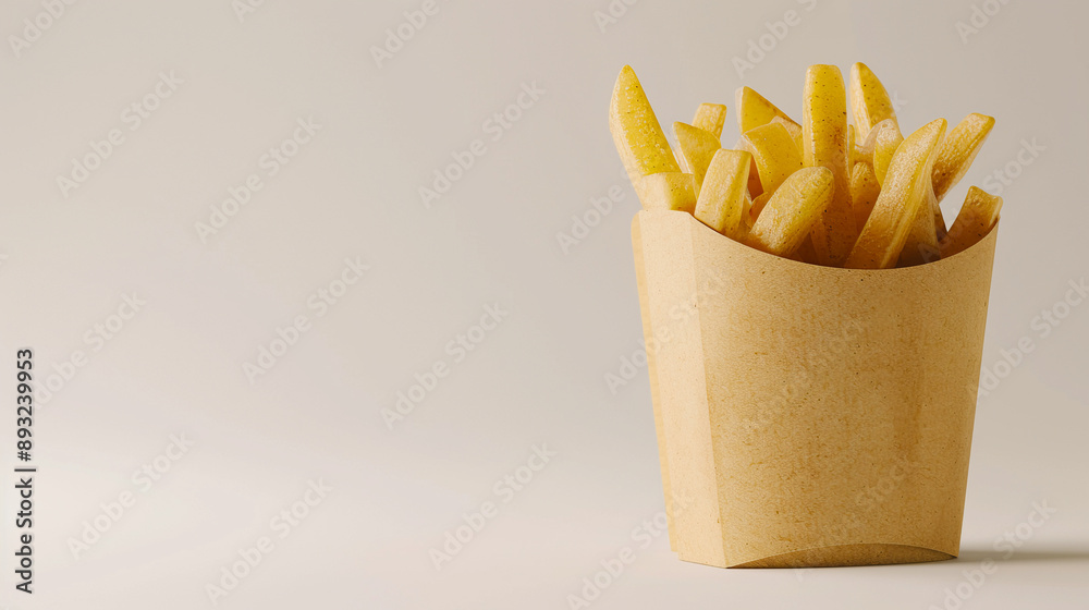 Paquete de papas fritas crujientes en envase de cartón marrón claro ...