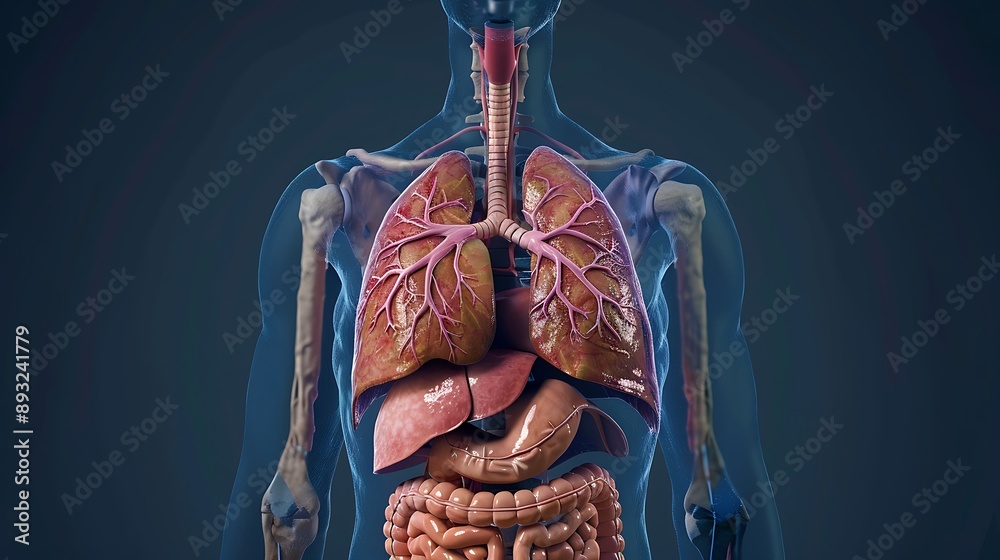 Full body shot photo of a highly detailed medical illustration of the ...