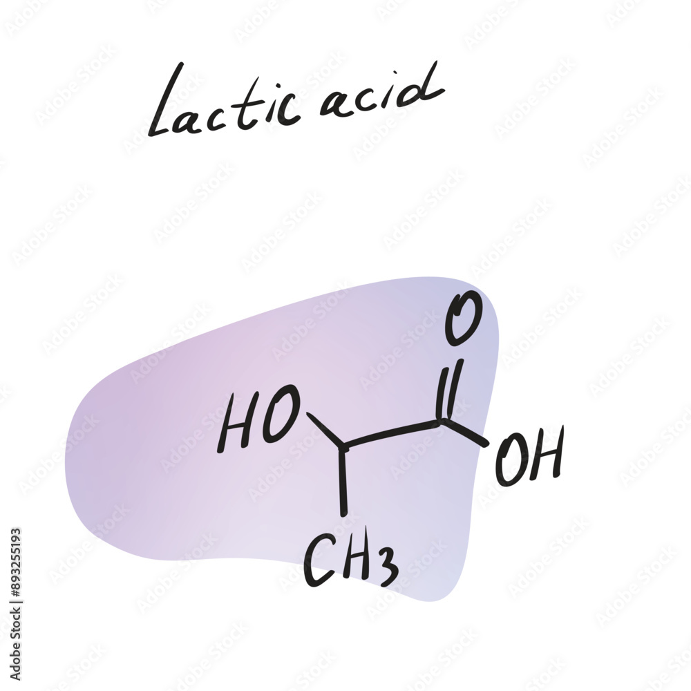 Lactic acid molecule formula. Hand drawn imitation of organic acid ...