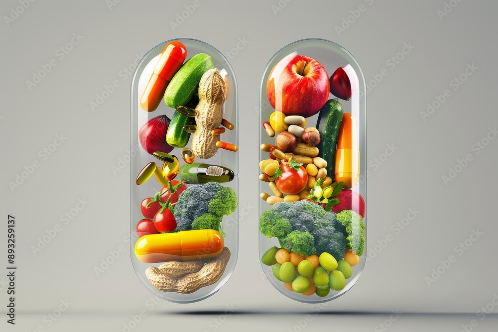 Medicine health concept. Nutritional supplement and vitamin supplements ...