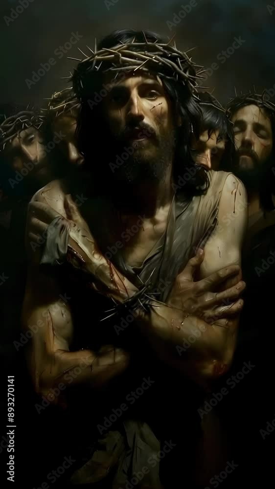 Video vertical recreation transgressive of differents states of Jesus ...