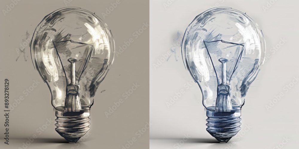 Photo & Art Print Innovative 3D Sketch-Style Light Bulb: Creative ...