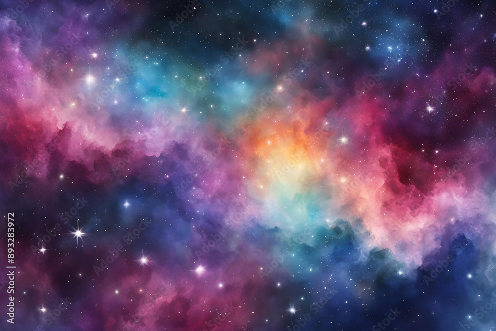 water color Space background with realistic nebula and shining stars ...