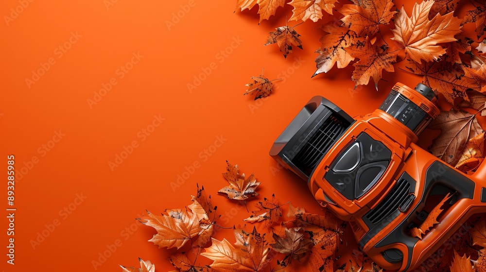 Detailed drawing of a cordless leaf blower with powerful airflow ...