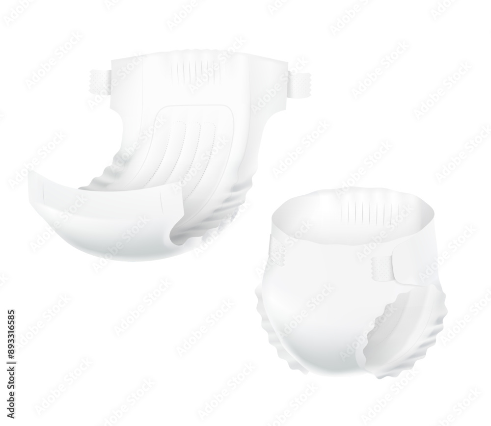 Detailed diaper mockup. Vector illustration isolated on white ...