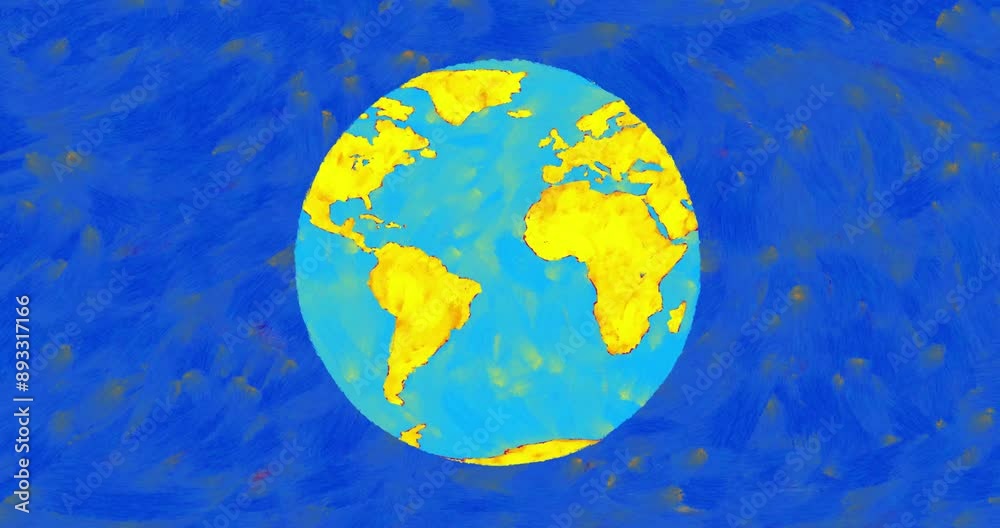 Earth globe smooth crayon drawing pulsing flat 2d. Cartoon animation ...