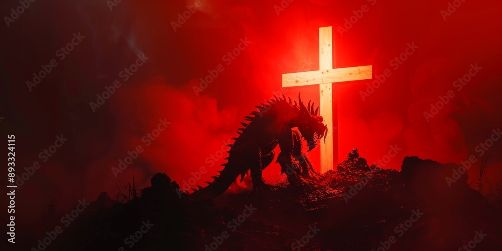 Dragon beast monster silhouette symbolizing evil satanic demon snake ...