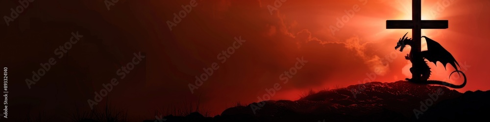 Dragon beast monster silhouette symbolizing evil satanic demon snake ...