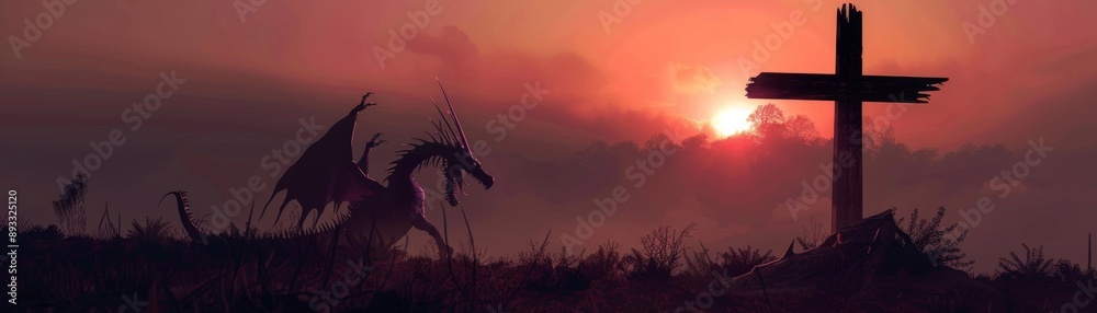 Dragon beast monster silhouette symbolizing evil satanic demon snake ...