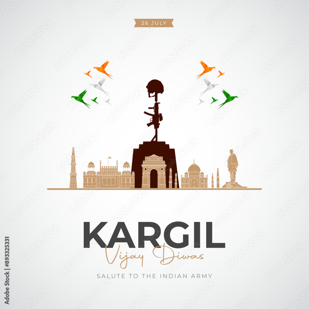 Kargil Vijay Diwas Post and Greeting Card. 26 July - Kargil Victory Day Celebration with Text ...