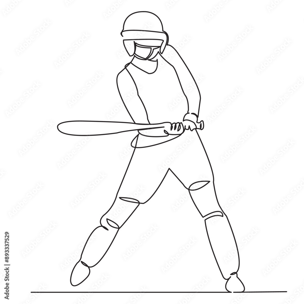 one open single drawn line art doodle sport, girl, softball, female ...