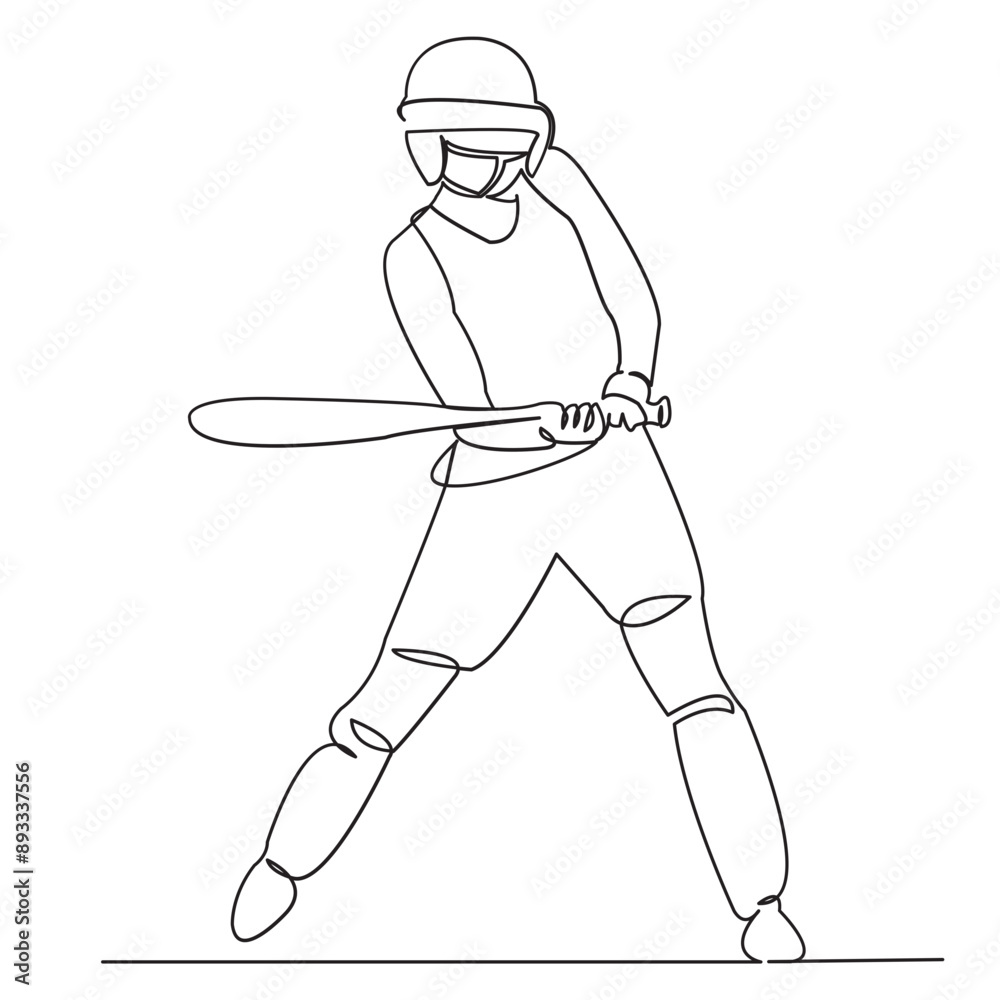 one open single drawn line art doodle sport, girl, softball, female ...